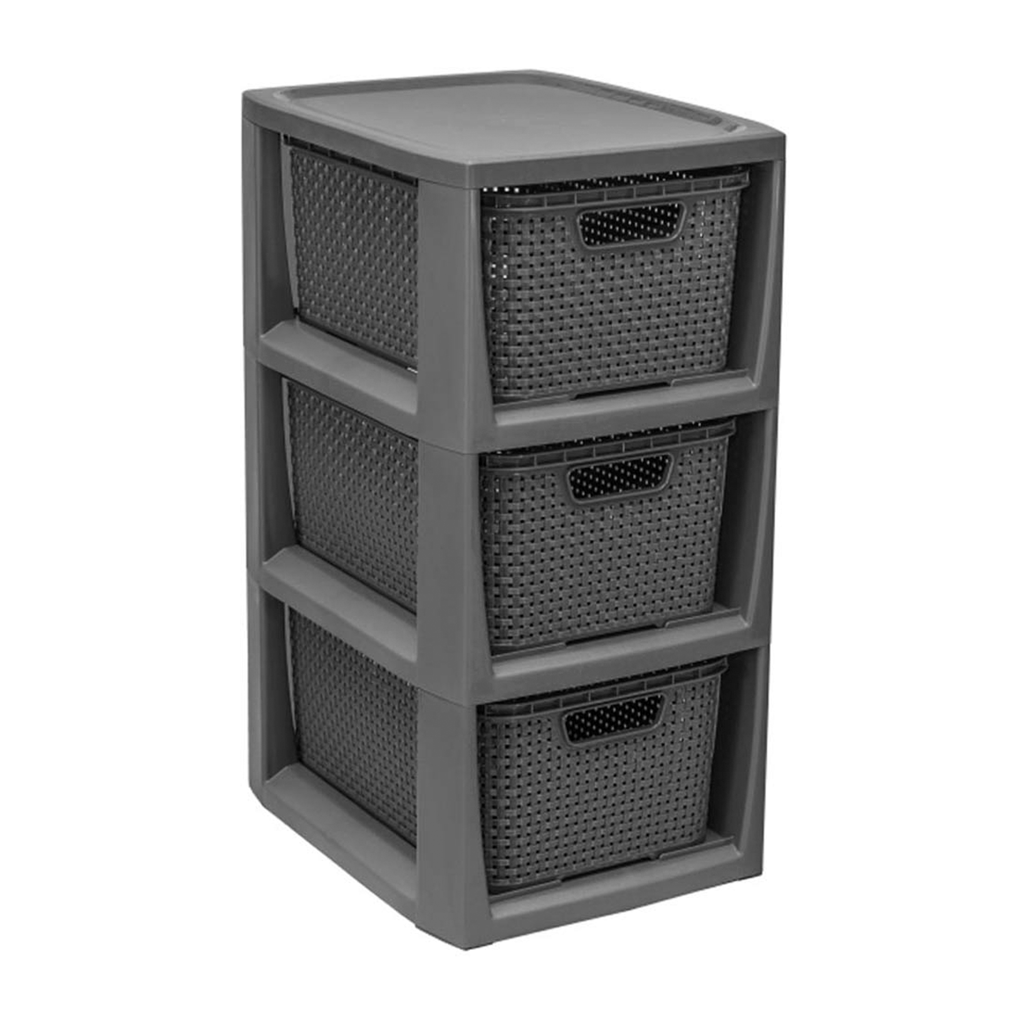 Regal mit 3 Boxen Rattan grau BRANQ